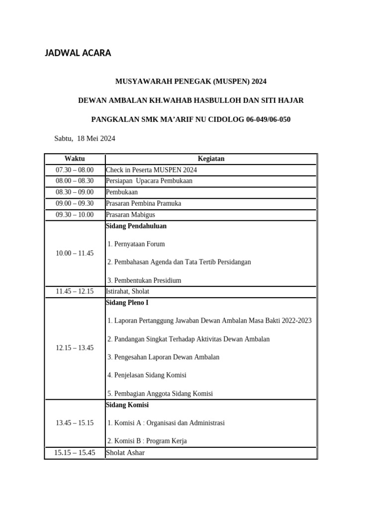 Jadwal Acara | PDF