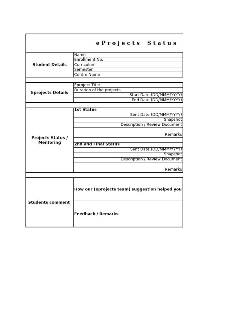 EProject Status Report (V2) | PDF