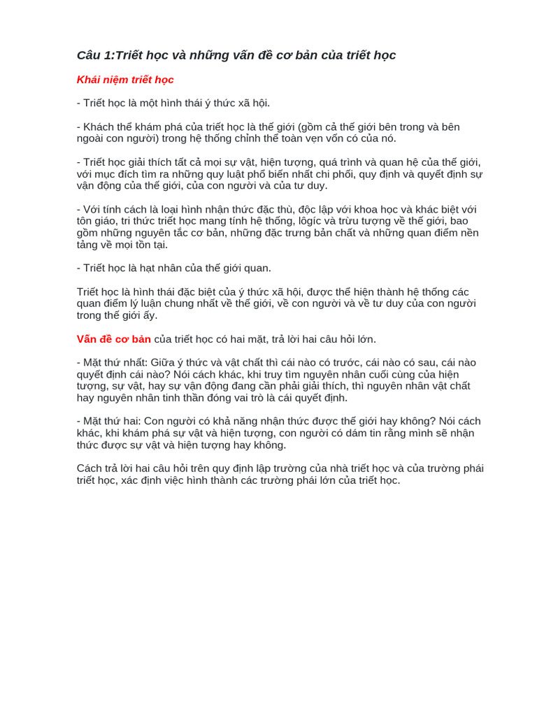 Ktra Cuối Kì Triết Học | PDF