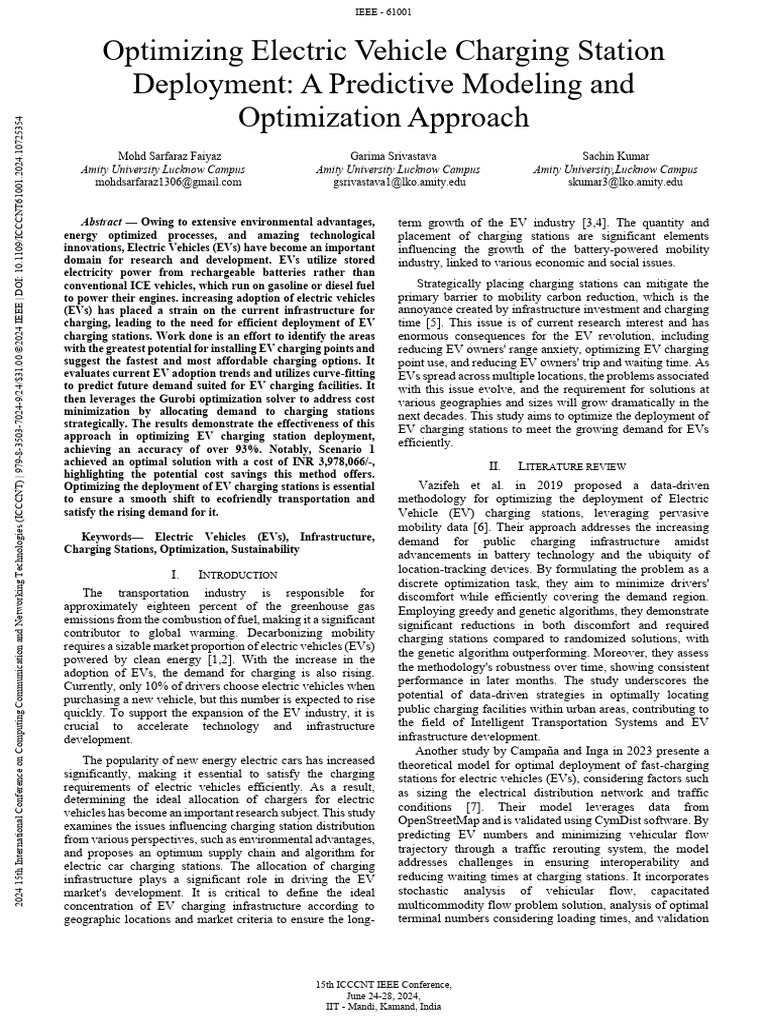 Optimizing Electric Vehicle Charging Station Deployment A Predictive Modeling and Optimization ...
