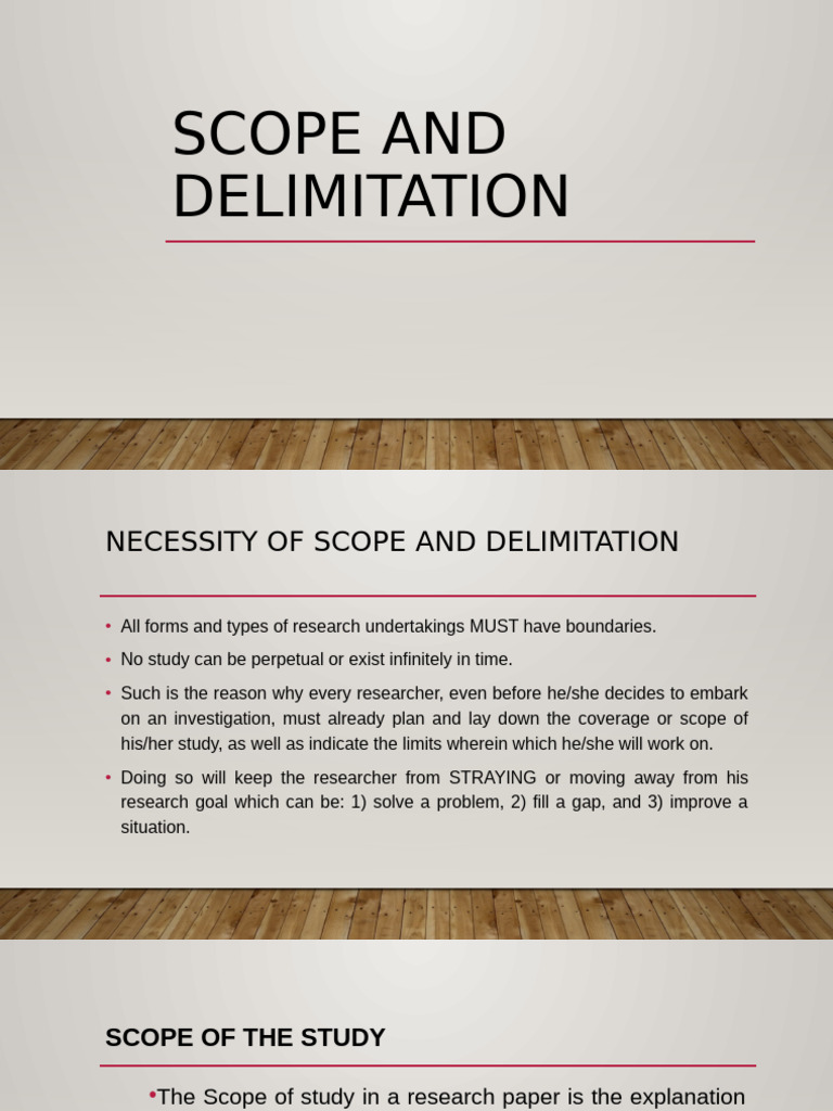 Scope and Delimitation | PDF | Methodology | Sampling (Statistics)