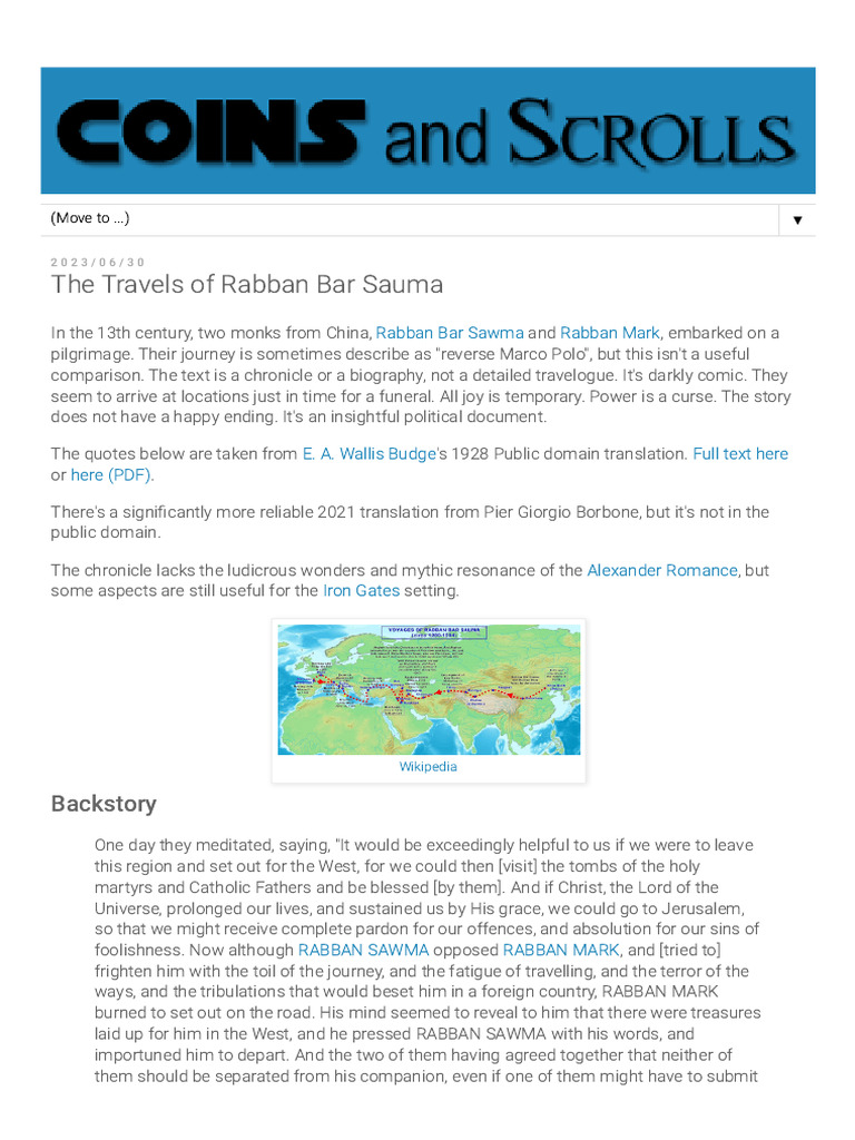 Coins and Scrolls_ The Travels of Rabban Bar Sauma | PDF