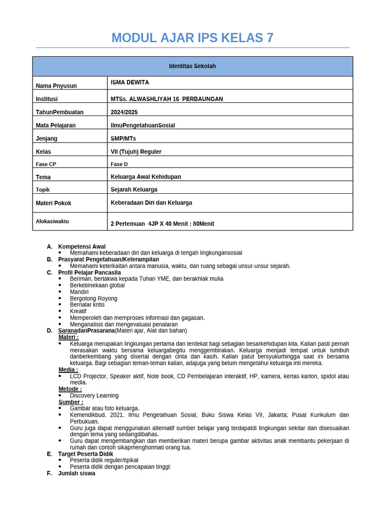 Modul Ajar Pertemuan Ke 1 | PDF