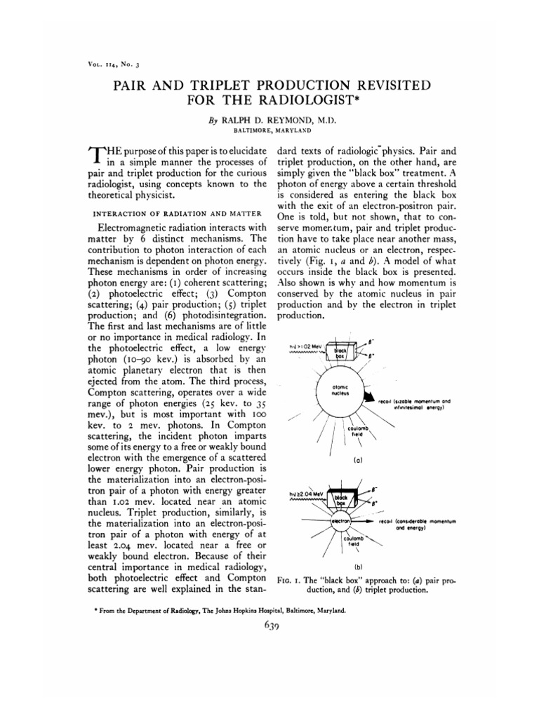 Triplet Production Ajr.114.3.639 | PDF | Electron | Photon