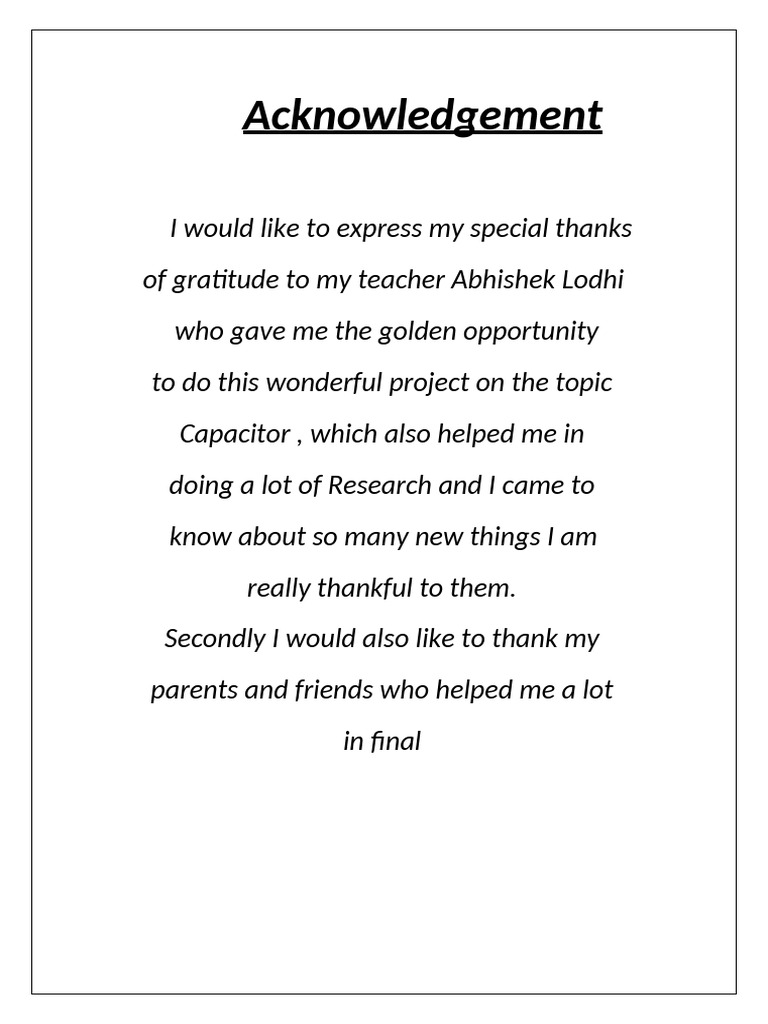 Acknowledgement Physics | PDF