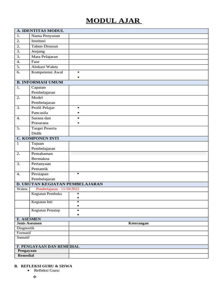 Template Modul Ajar | PDF