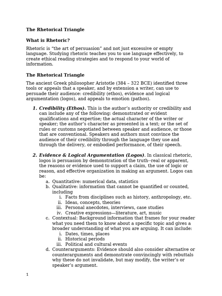 Understanding the Rhetorical Triangle | PDF | Public Speaking | Rhetoric