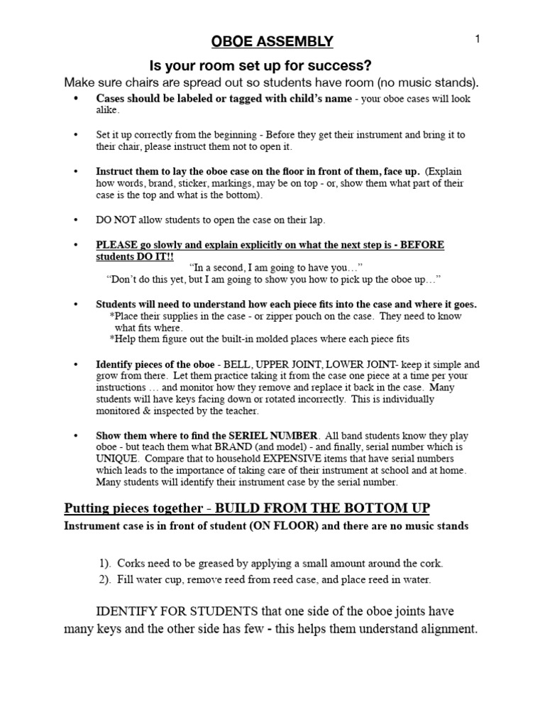 Oboe Assembly | PDF | Oboe | Musical Instruments
