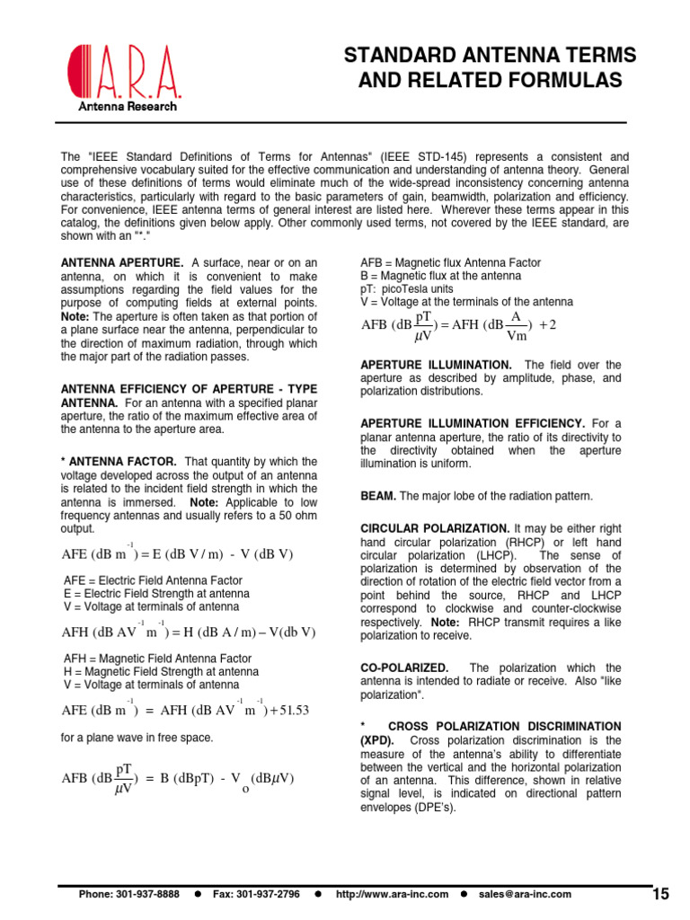 Antenna Terms and Formulas 2004 | PDF | Antenna (Radio) | Polarization ...
