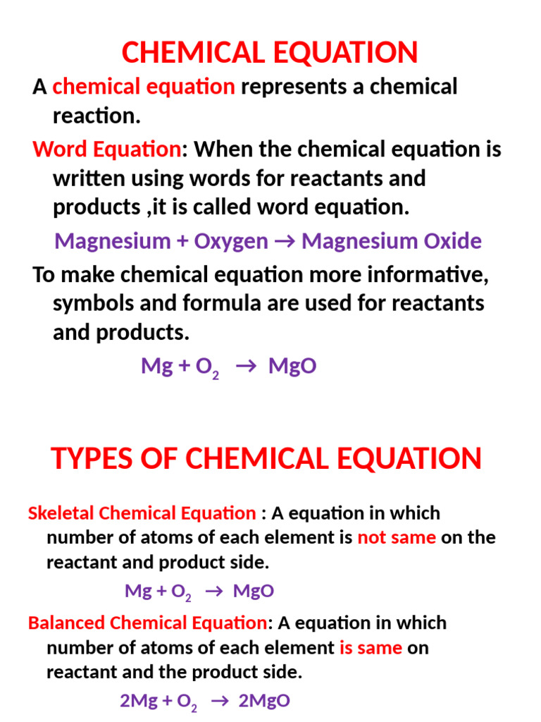 10 Ch-1 (PPT 2) CHEMICAL REACTION AND EQUATION | PDF | Chemical Reactions | Magnesium