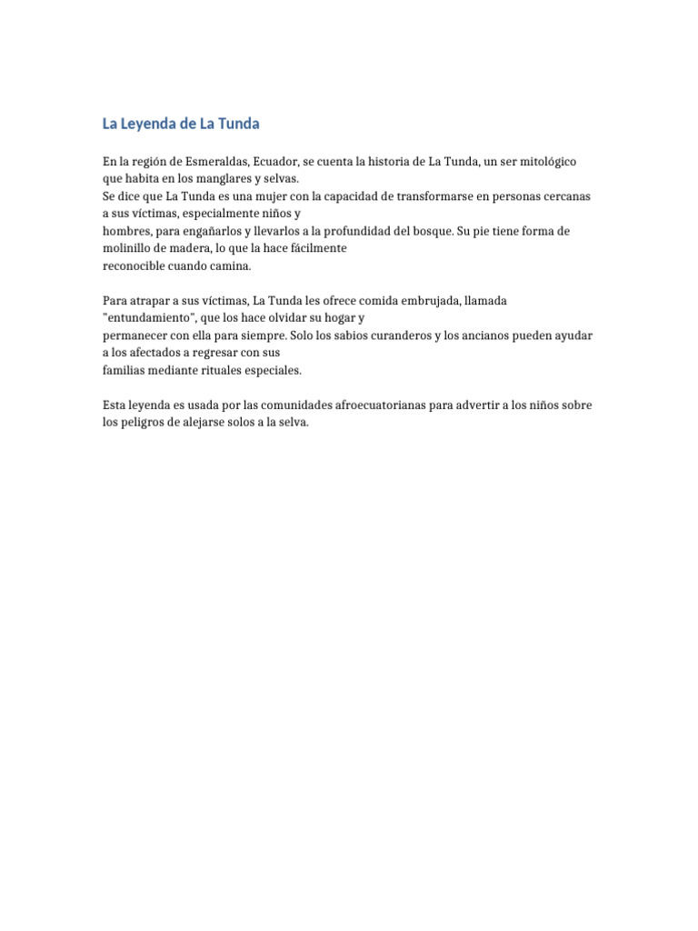 Leyenda La Tunda | PDF