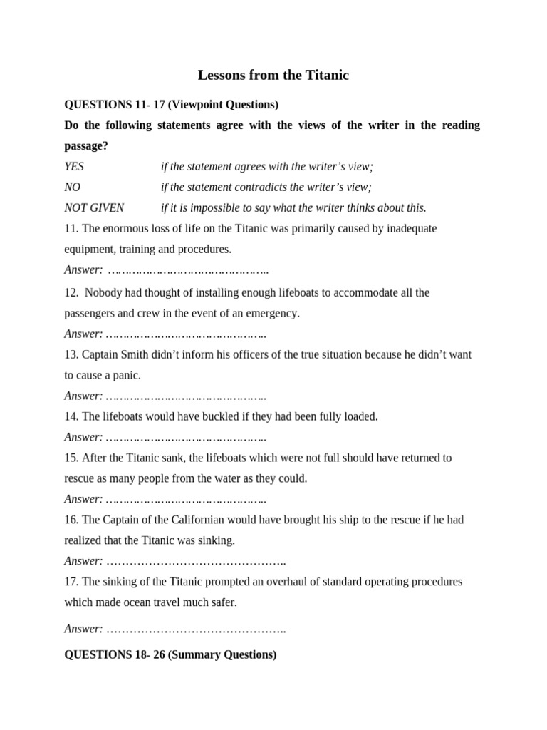 Titanic Disaster Lessons Explained | PDF | Maritime Incidents | Ocean ...