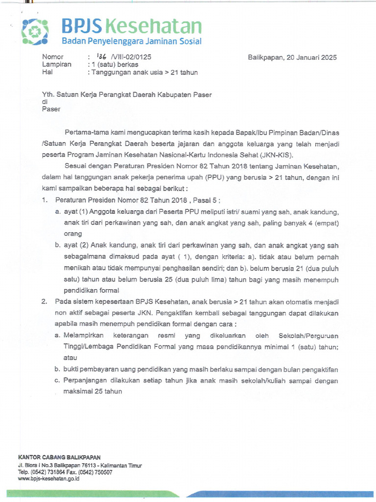 Surat Bpjs Kesehatan - 075636 | PDF