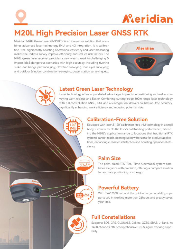 Meridian M20L GNSS RTK Laser System | PDF | Surveying | Geomatics