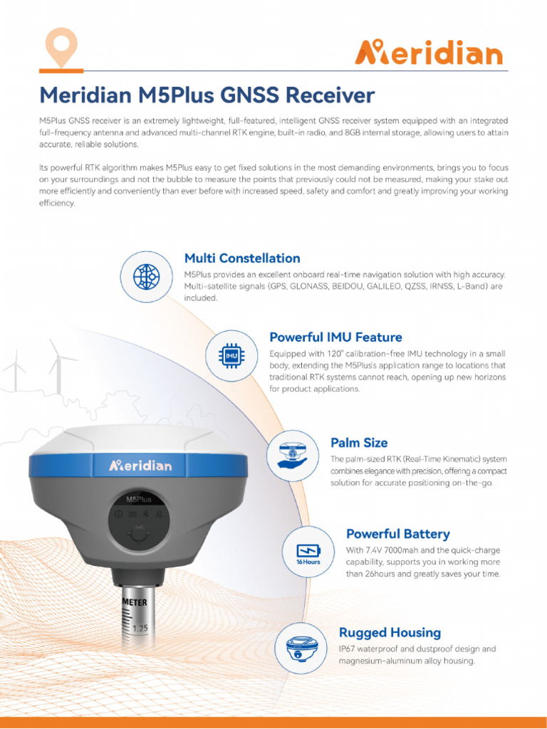Meridian M5Plus GNSS Receiver Brochure | PDF