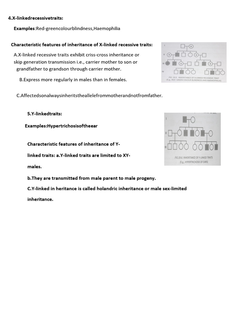X-Linked and Y-Linked Trait Inheritance | PDF