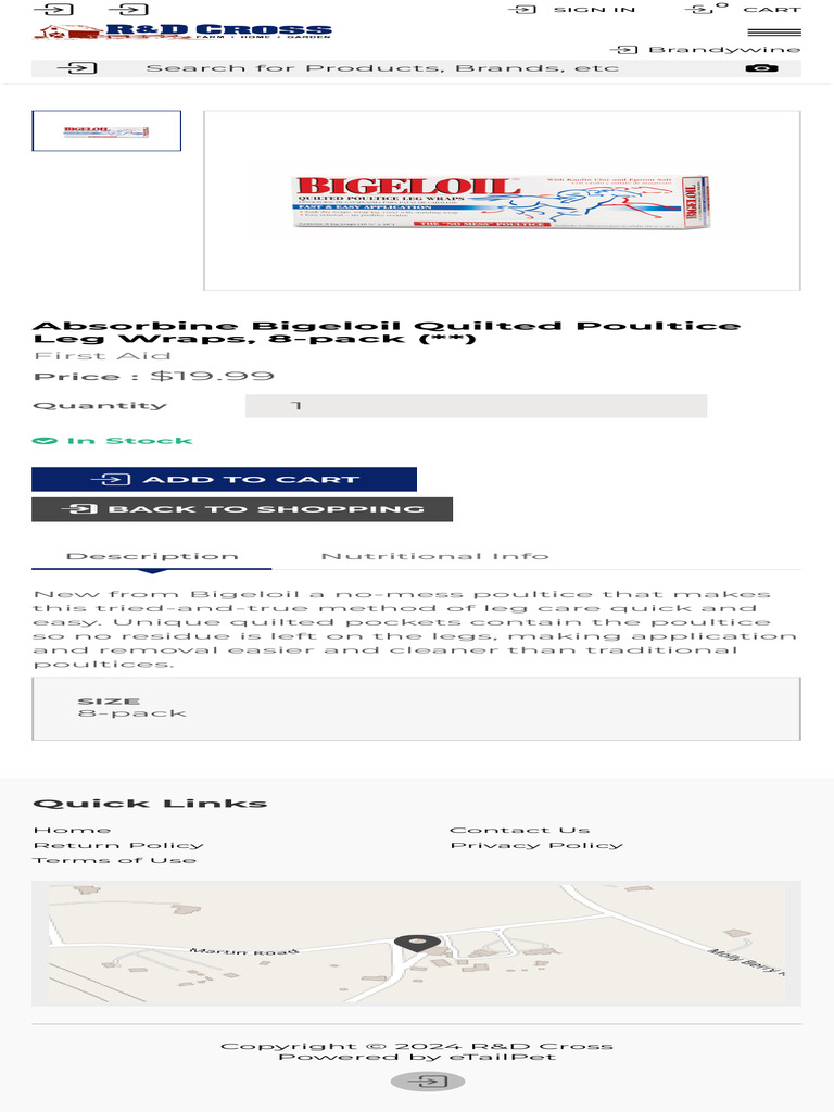 Absorbine Bigeloil Quilted Poultice Leg Wraps, 8-Pack R&D Cross | PDF