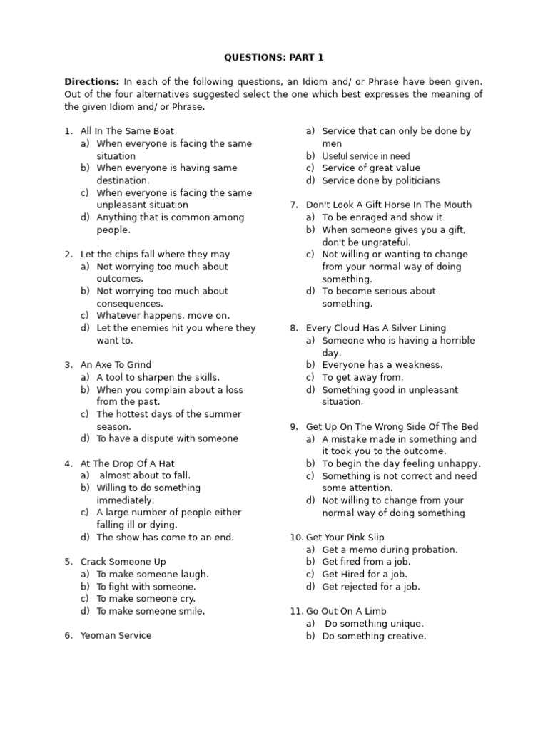Idioms and Phrases Final | PDF