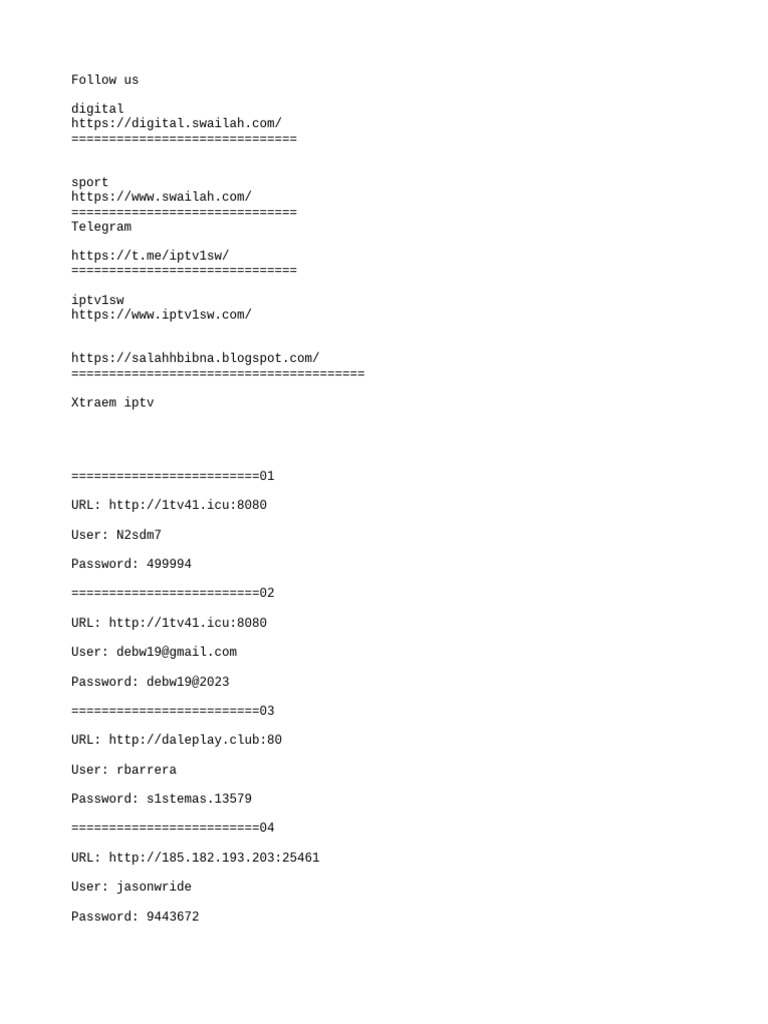 IPTV Access Credentials and Links | PDF