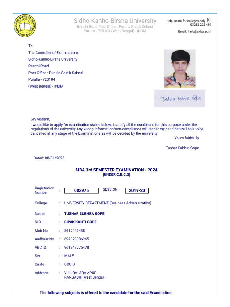 MBA 3rd Semester Exam Application 2024 | PDF | Economies | Business
