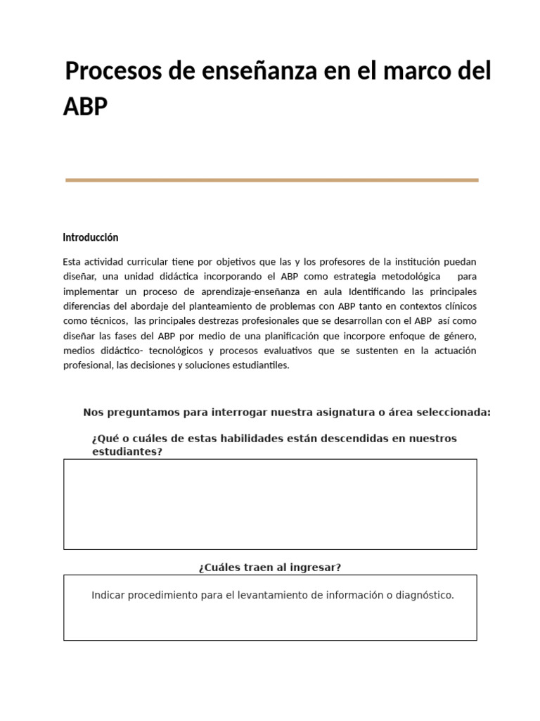 Unidad Didactica ABP 1 | PDF | Evaluación | Enseñando