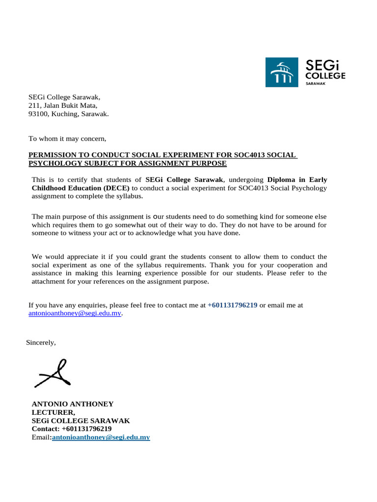 CONSENT FORM SOCIAL EXPERIMENT | PDF