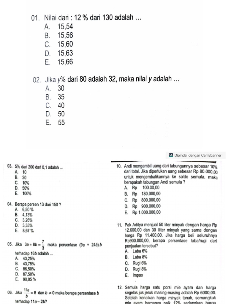 Persentase Gabungan | PDF