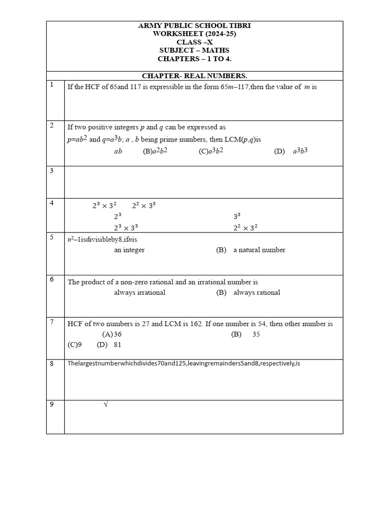 Class X Worksheet All Subjects | PDF | Zero Of A Function | Polynomial
