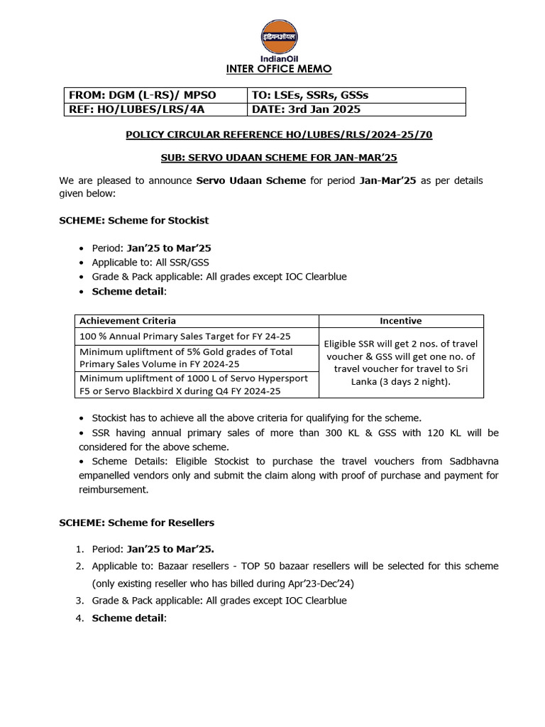 For Circulation - 70-24-25 Servo Udaan Scheme Jan-Mar'25 | PDF