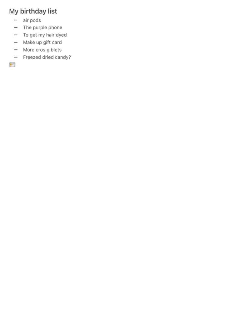 My Birthday List | PDF