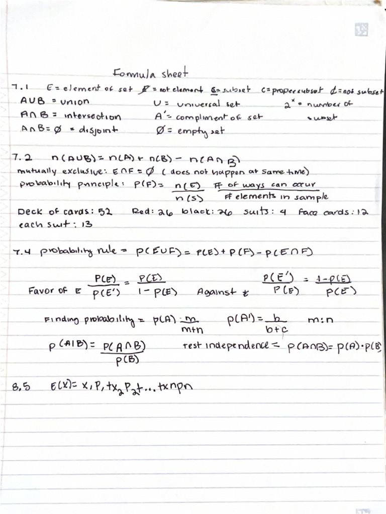 Formula Sheet | PDF