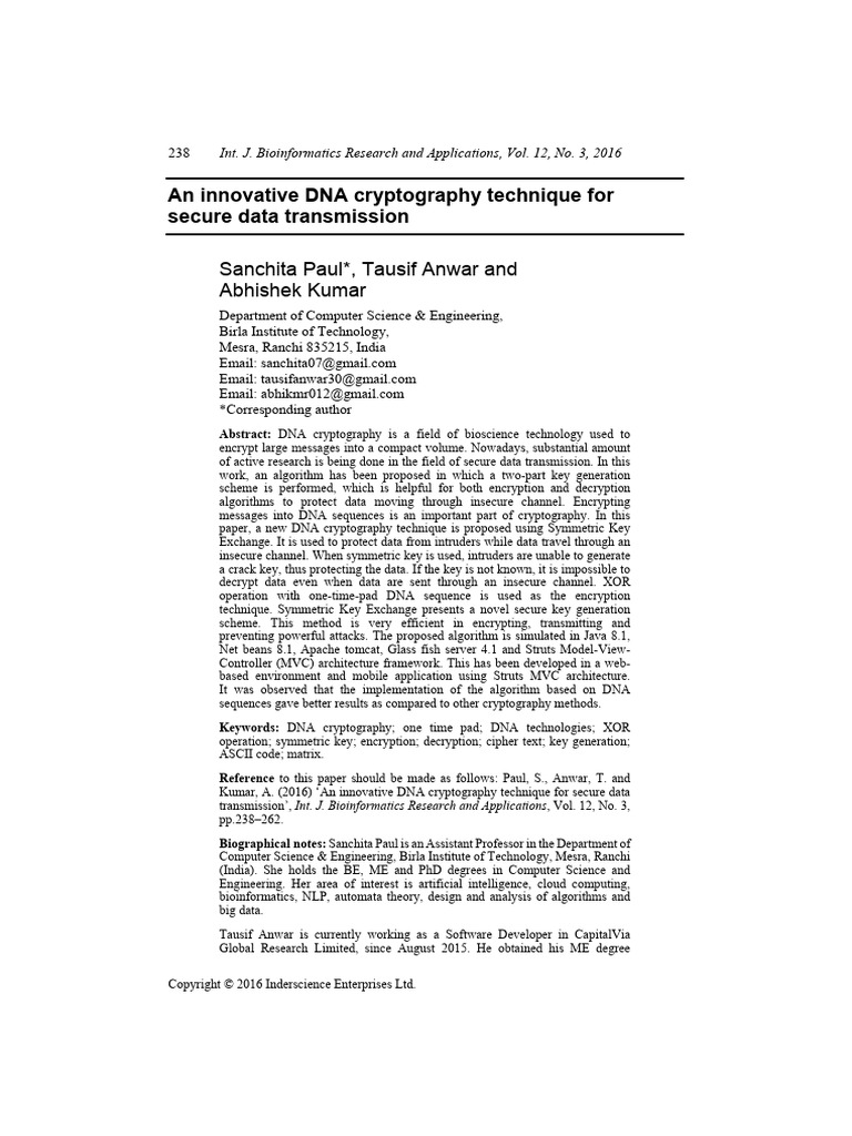 An_innovative_DNA_cryptography_technique | PDF | Encryption | Cryptography