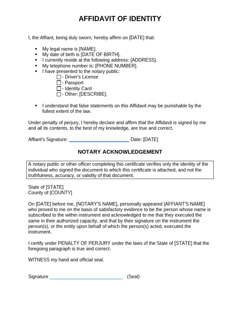 Identity Verification Affidavit | PDF