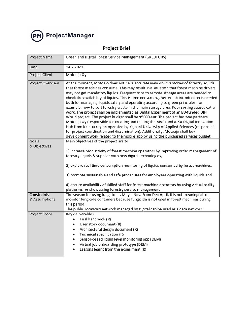 Project_Brief_Sample_GREDFORS_Project | PDF | Business | Information ...