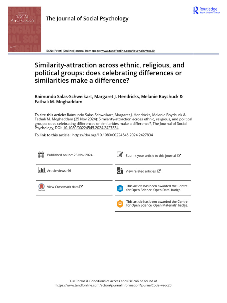 Similarity-attraction across ethnic religious and political groups does ...