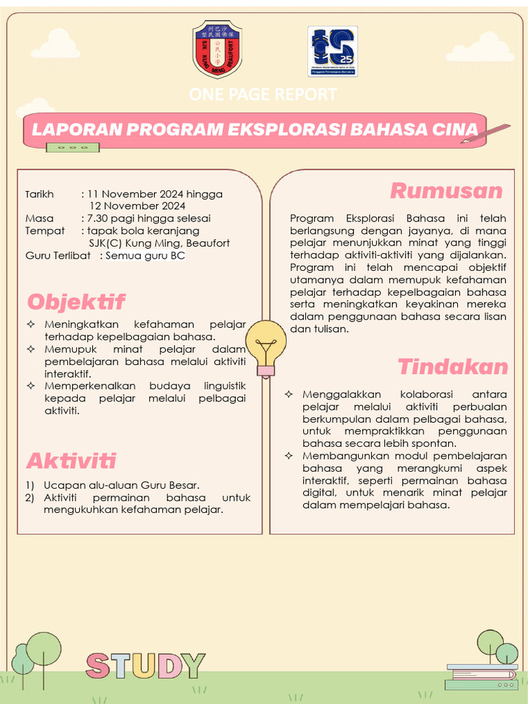 OPR Laporan Program Eksplorasi Bahasa Cina 2024 - 2025 | PDF