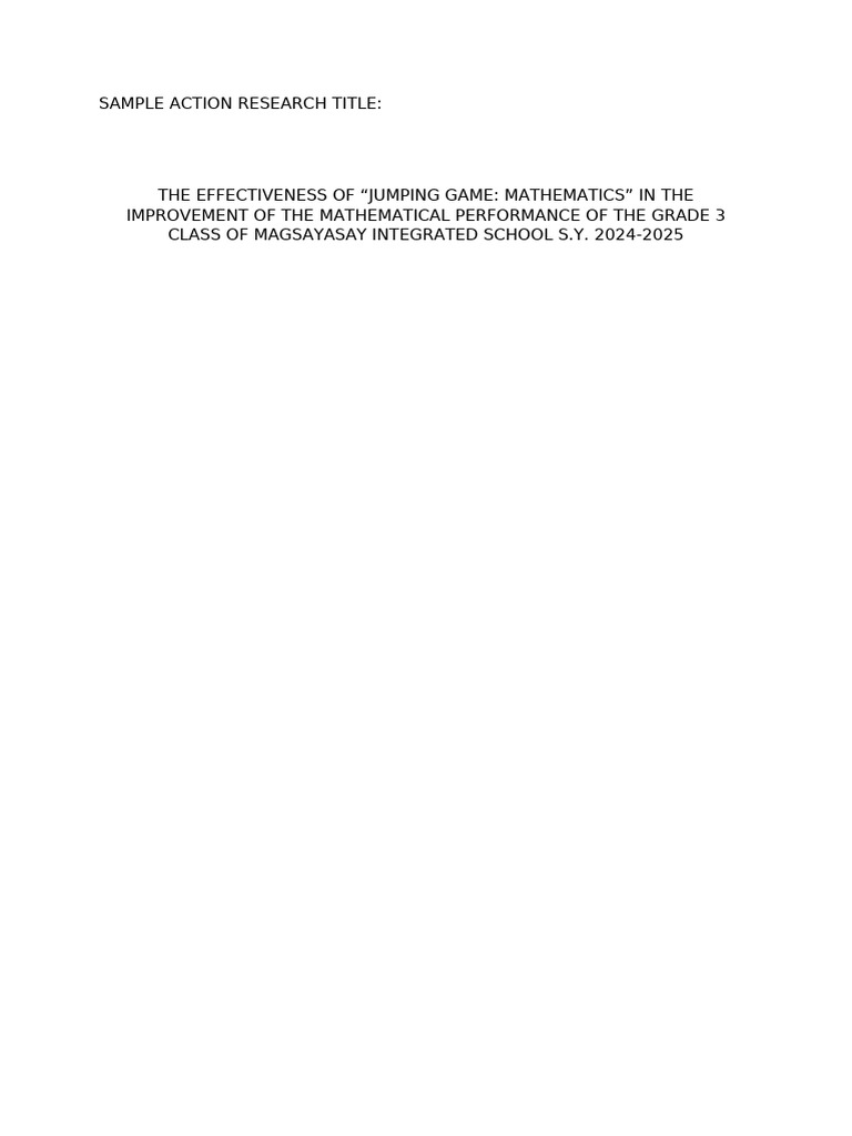 Sample Action Research Title | PDF