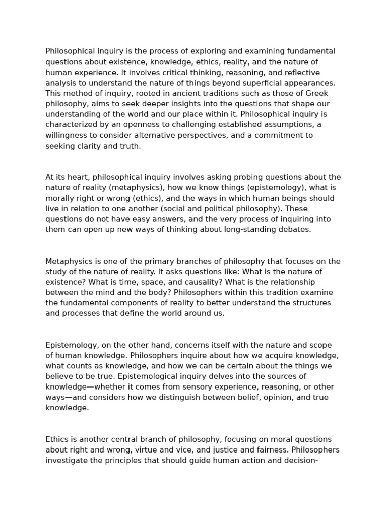 PHILOSOPHICAL INQUIRY | PDF | Epistemology | Metaphysics
