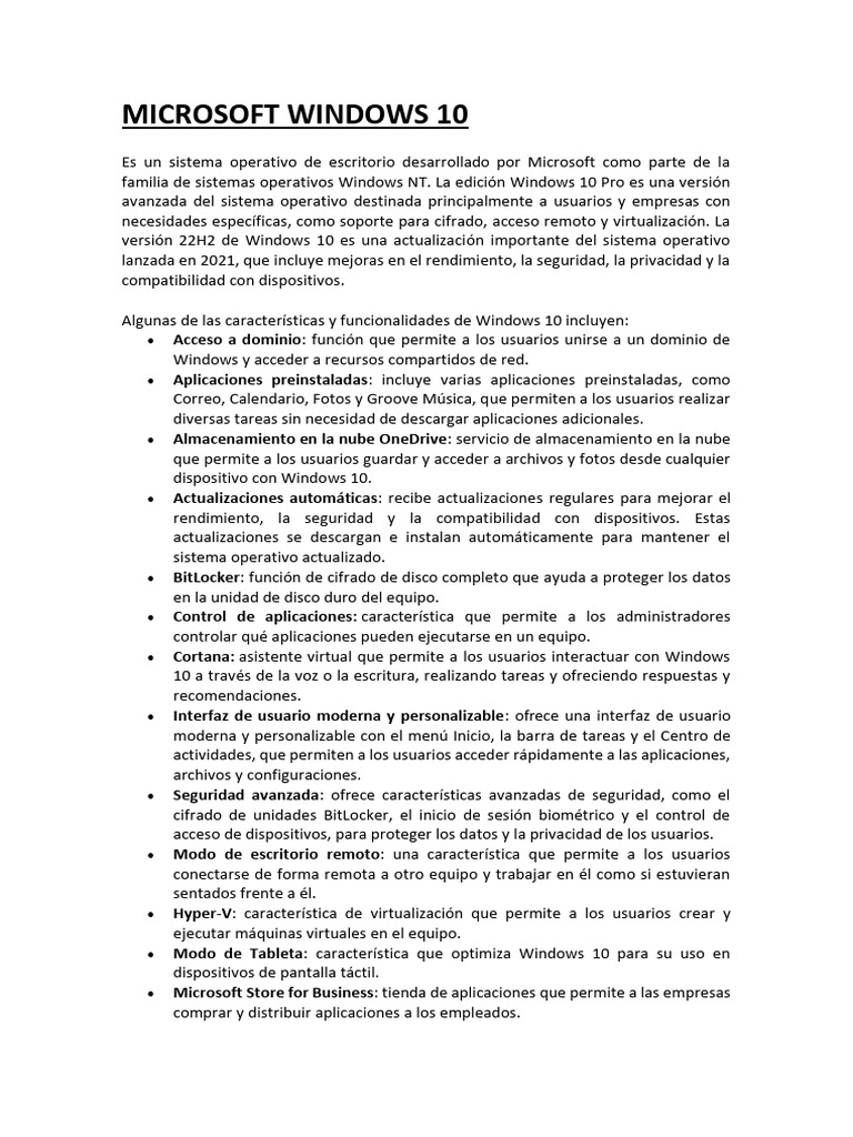 Microsoft Windows 10 | PDF | Windows 10 | Archivo de computadora