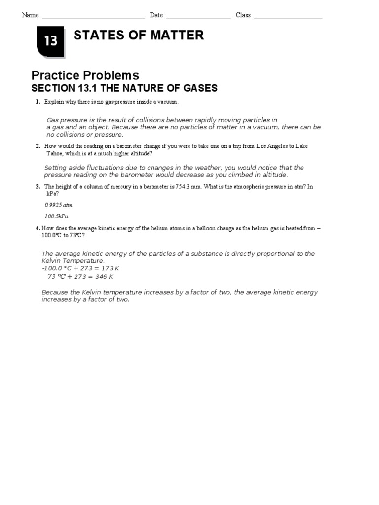 Understanding Gas Behavior and Pressure | PDF | Gases | Atmospheric ...