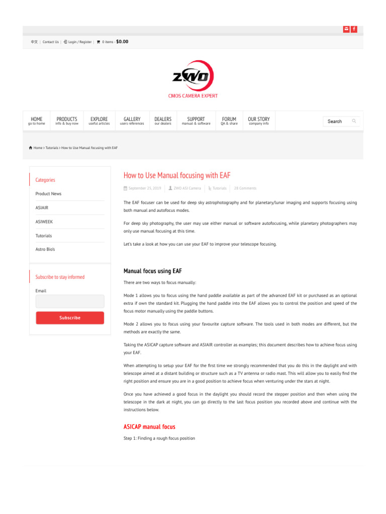 How To Use Manual Focusing With EAF - ZWO ASI | PDF | Autofocus | Imaging