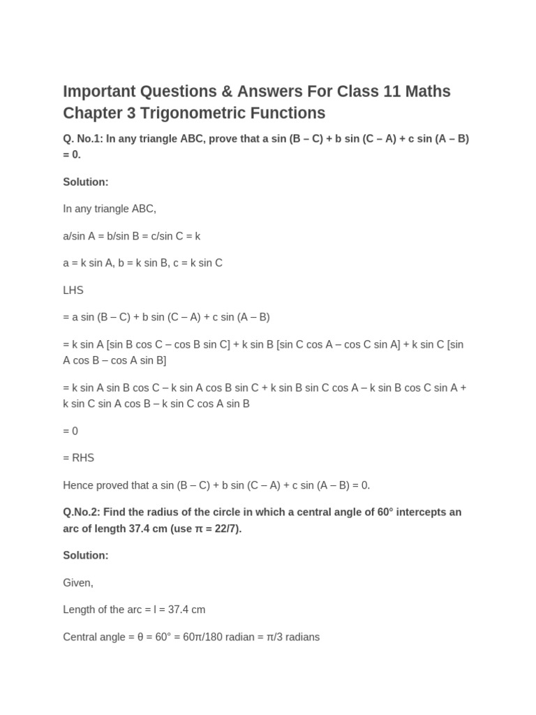 Atharva Trigonometry P1 - Solution | PDF | Trigonometry | Trigonometric ...