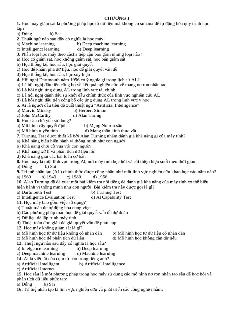 Bài trắc nghiệm c1,2 TTNT | PDF