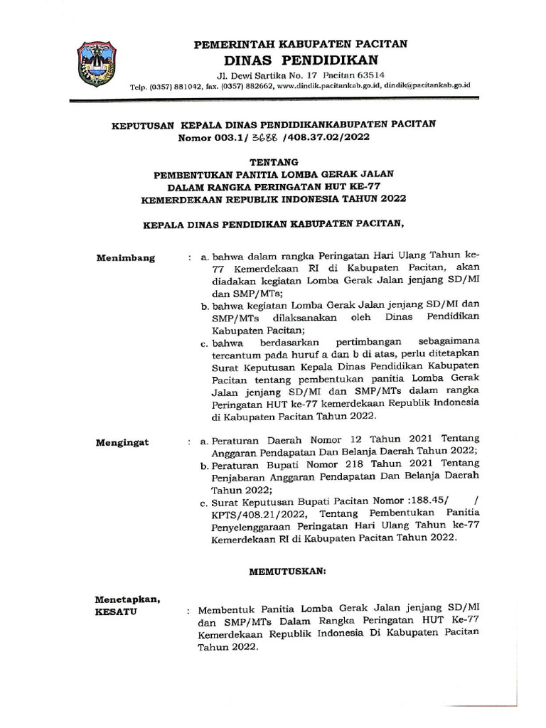 SK PANITIA GERAK JALAN TAHUN 2022 - Compressed | PDF