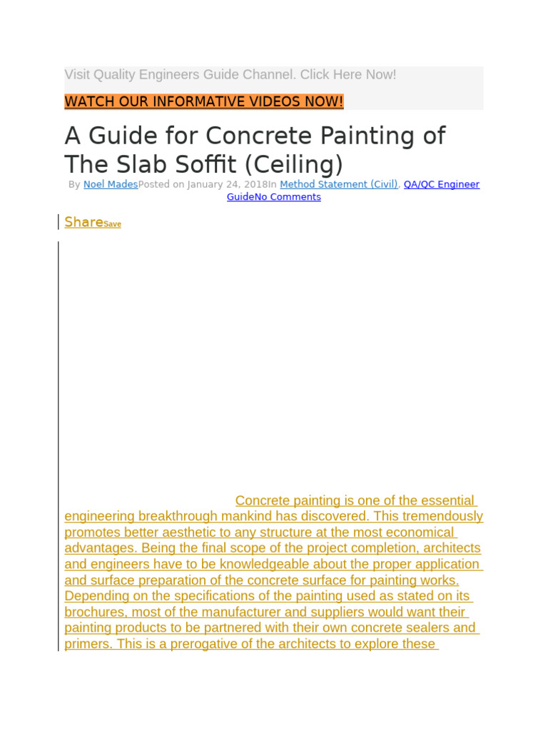 A Guide For Concrete Painting of The Slab Soffit (Ceiling) | PDF ...