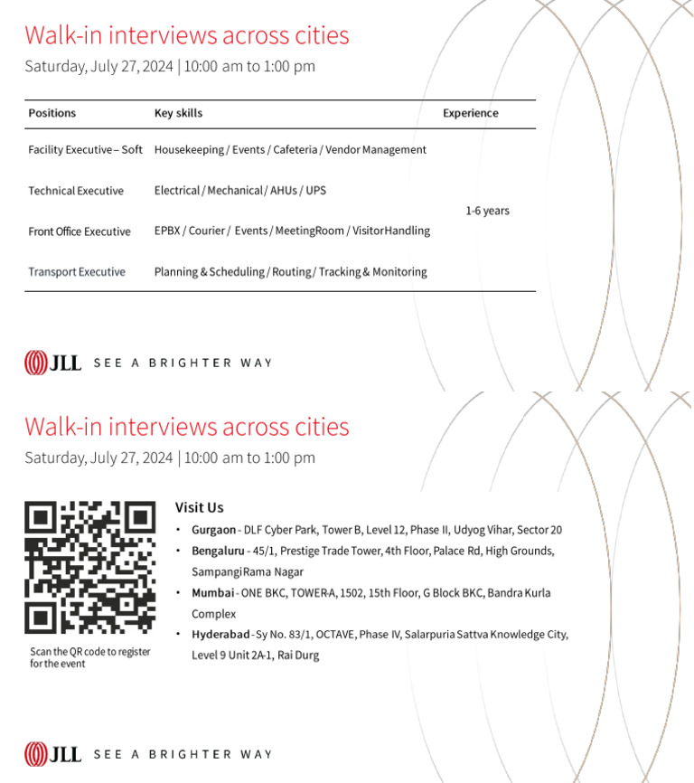 Walk-in Interviews Across Major Cities | PDF