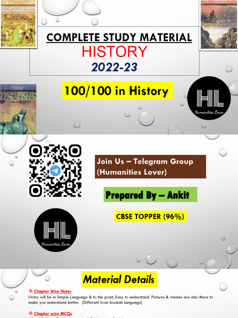 Complete Study Material 2023 History | PDF | Multiple Choice | Tests