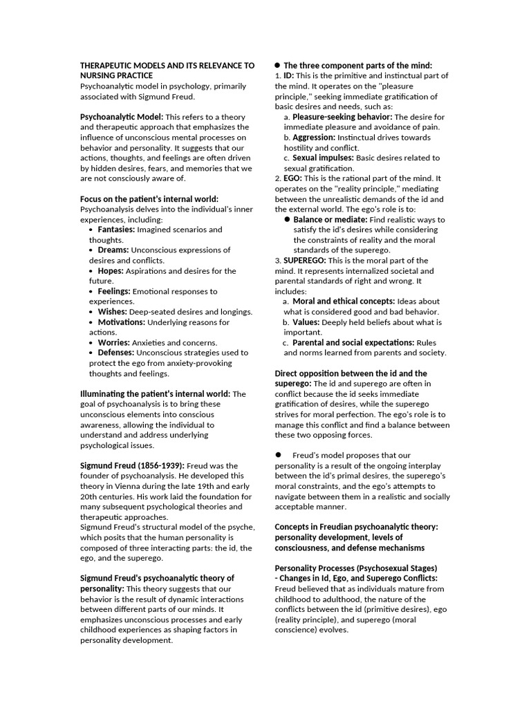 Therapeutic Models | PDF | Stress (Biology) | Psychoanalysis