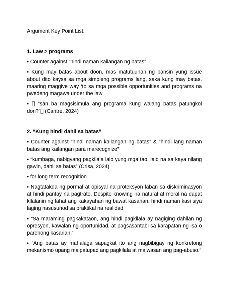 Argument key points | PDF