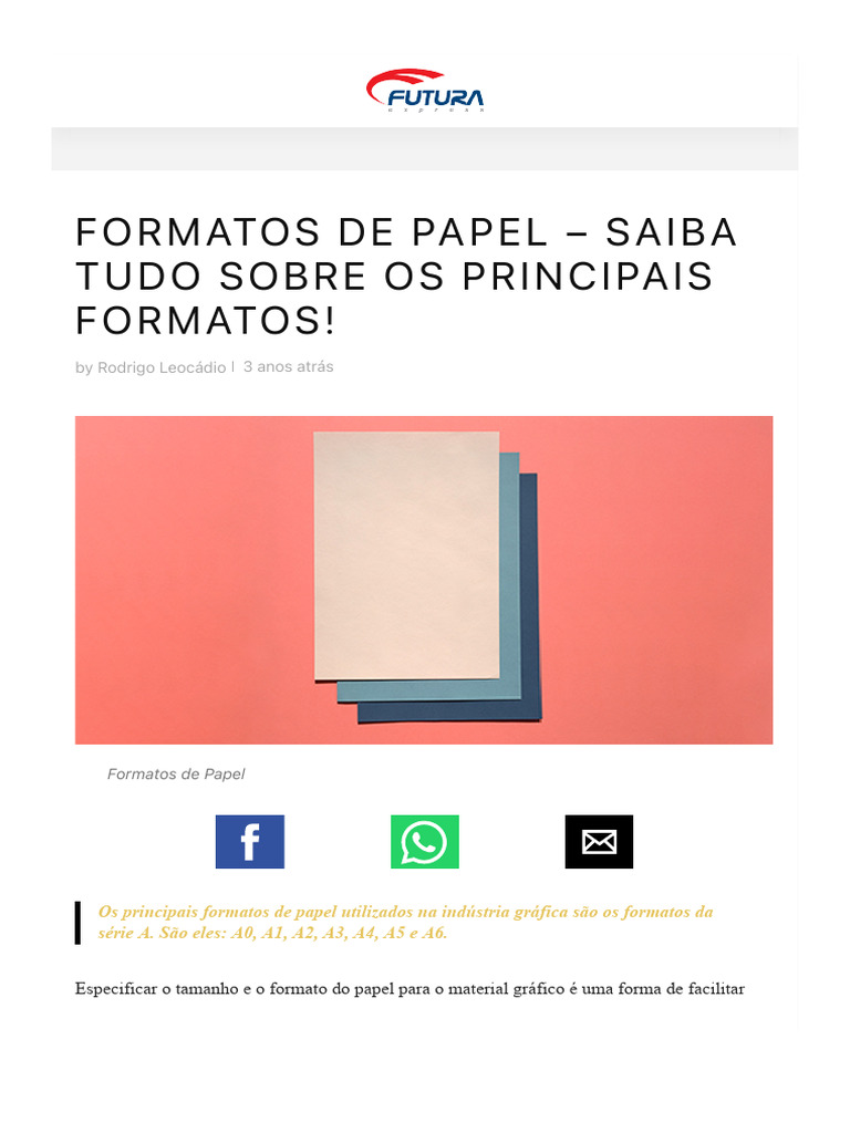 Guia de Formatos de Papel Gráfico | PDF | Papel | Impressão